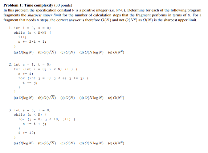 Problem 1: Time complexity (30 ﻿points)In ﻿this | Chegg.com