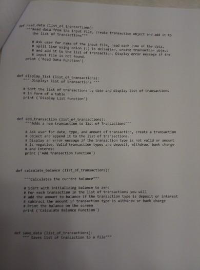 Solved + Transaction.py # Author: # Date: class Transaction: | Chegg.com