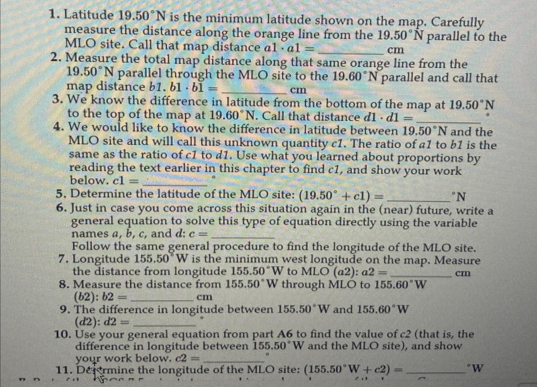 Solved Latitude 19.50°N ﻿is the minimum latitude shown on | Chegg.com