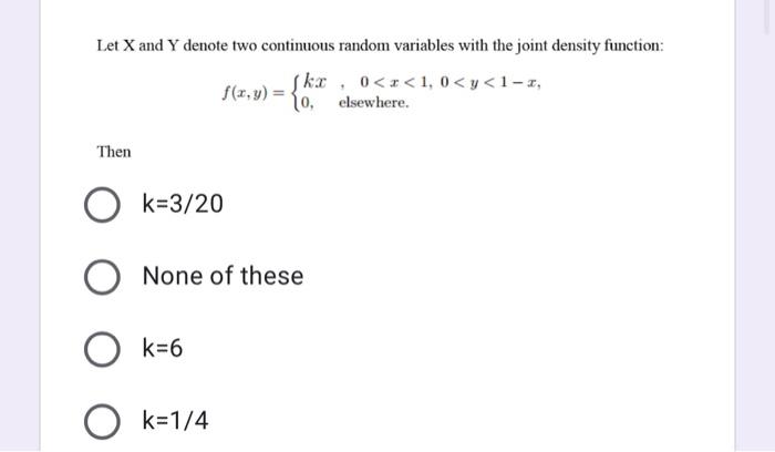 Solved Let X and Y denote two continuous random variables | Chegg.com