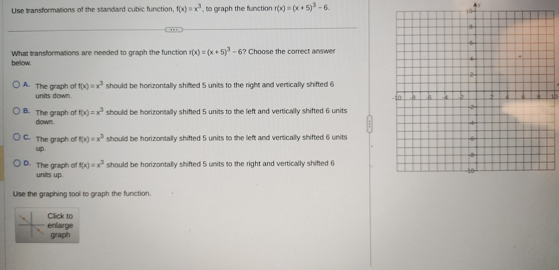 Solved Use transformations of the standard cubic function, | Chegg.com