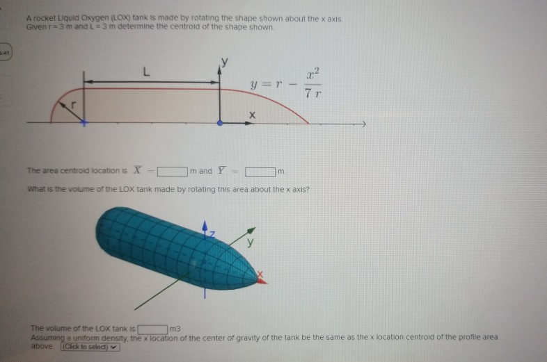 Solved A rocket Liquid Oxygen (LOX) tank is made by rotating | Chegg.com