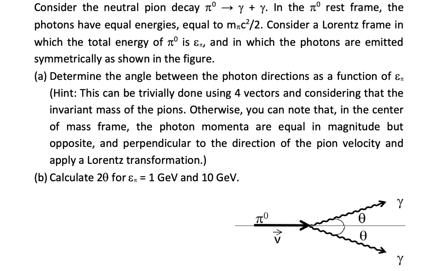 Solved Consider the neutral pion decay π0→γ+γ. ﻿In the π0 | Chegg.com