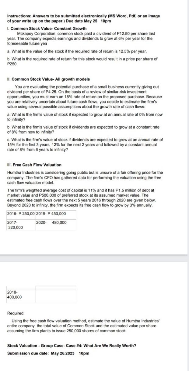 Solved Instructions: Answers to be submitted electronically | Chegg.com
