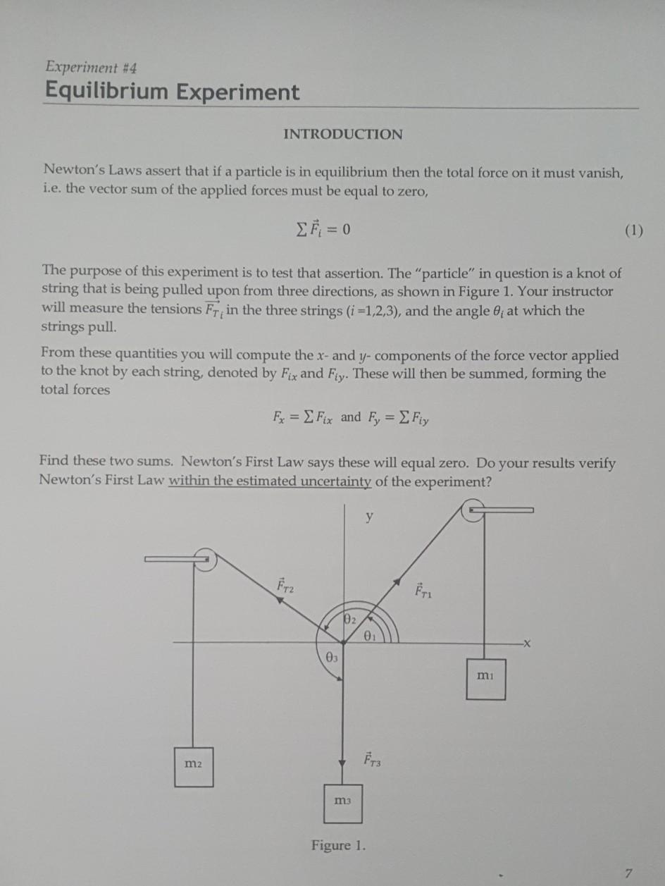 Solved Experiment #4 Equilibrium Experiment INTRODUCTION | Chegg.com