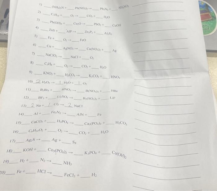 Solved 2) C2H14+…O2→CO2+H2O 4) ZnS+…AIP→…ZnPP2+Al2 S3 5) | Chegg.com