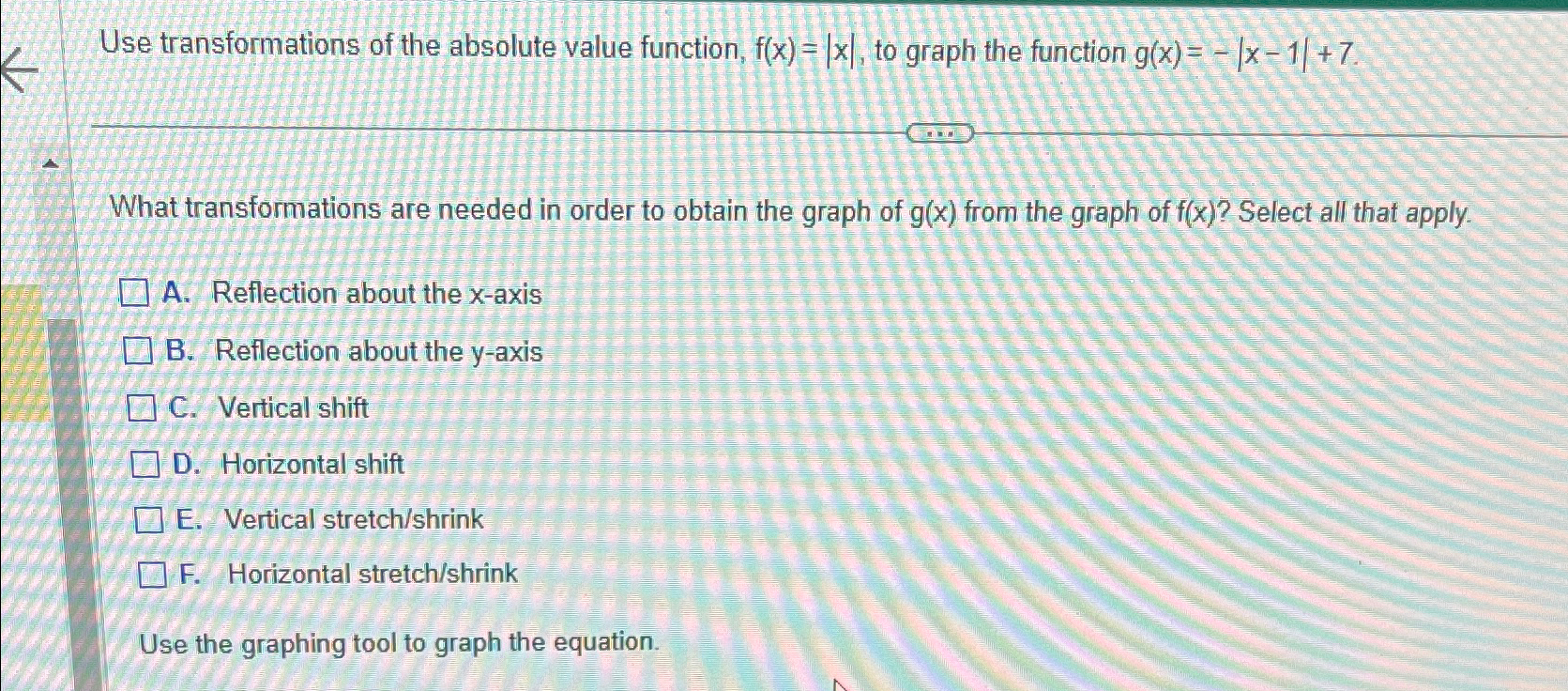Solved Use transformations of the absolute value function, | Chegg.com