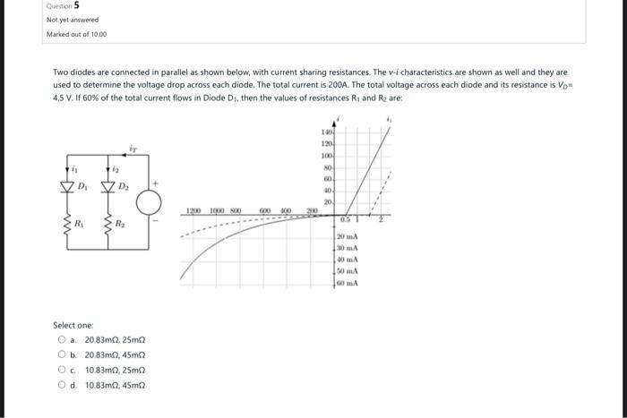 Solved Two diodes are connected in parallel as shown below, | Chegg.com
