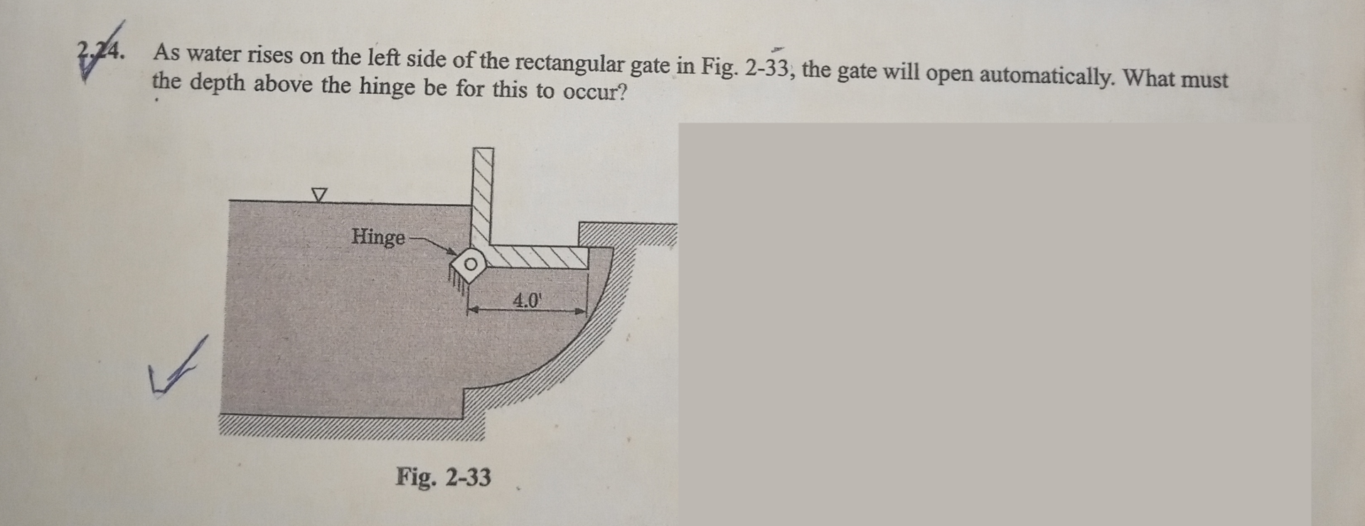 Solved 2.24. ﻿As water rises on the left side of the | Chegg.com