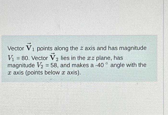 Solved Vector V₁ points along the z axis and has magnitude 2 | Chegg.com