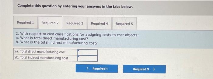 Solved total product cost, total direct manufacturing | Chegg.com