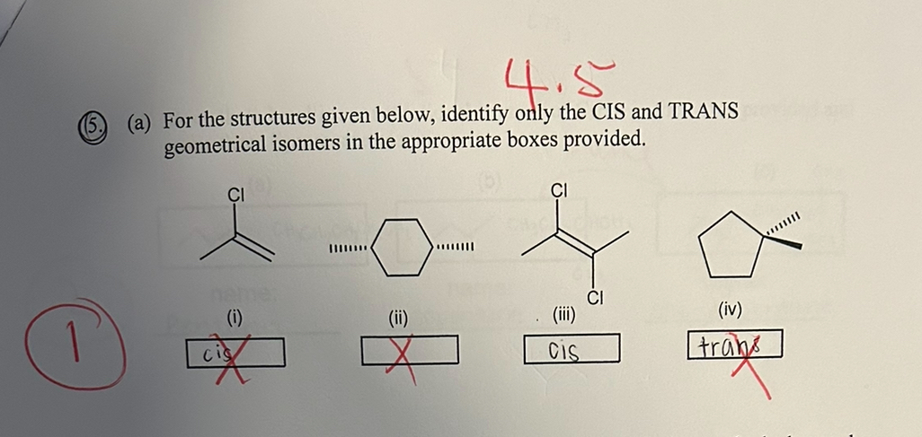 Solved (5.) (a) ﻿For the structures given below, identify | Chegg.com