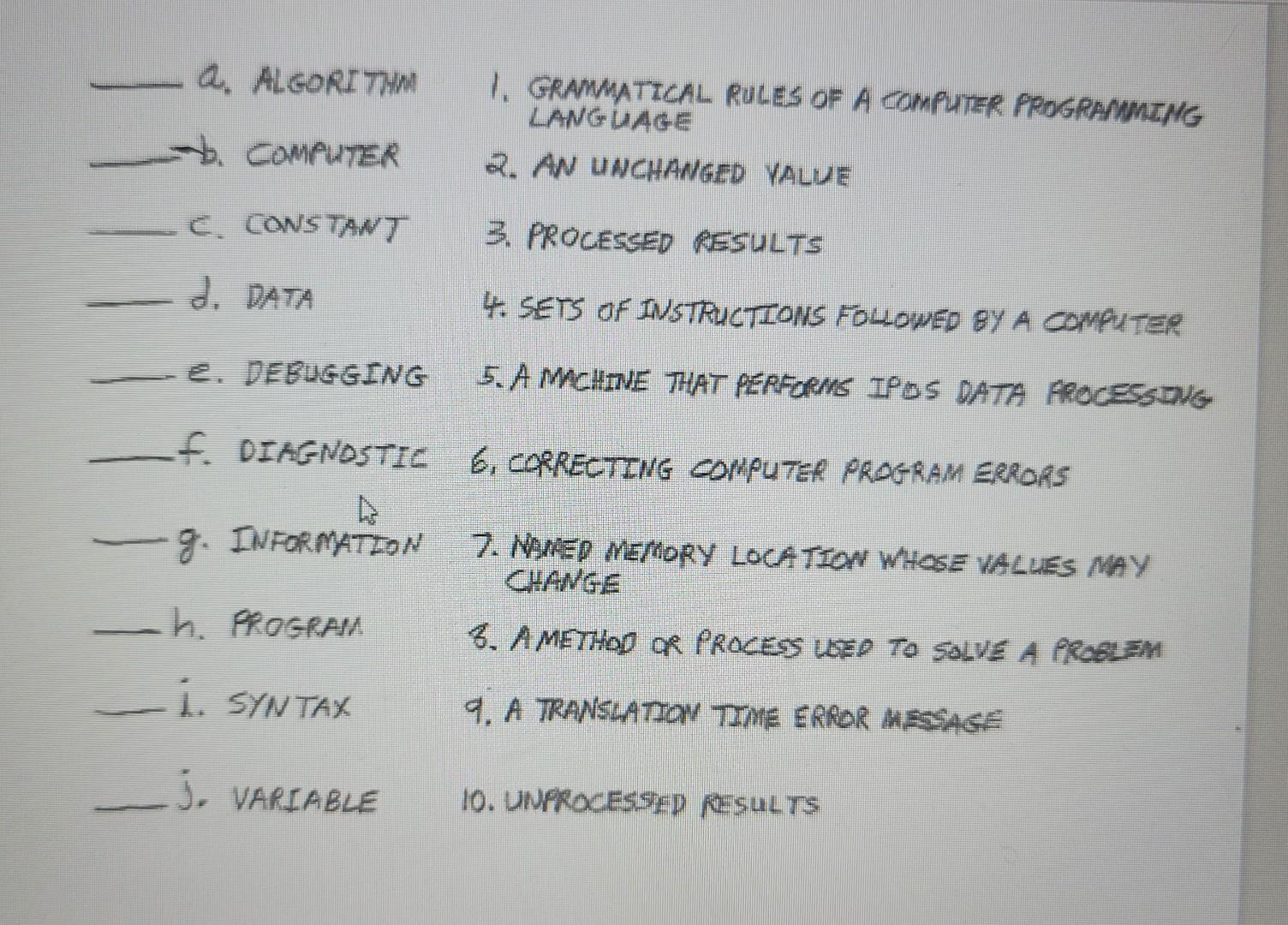 Solved a. ALGORITMM 1. GRAMMATILAL RULES OF A COMPUTER | Chegg.com