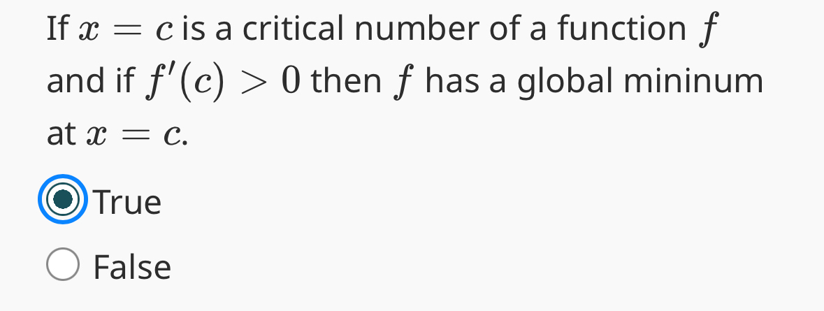 Solved If x=c ﻿is a critical number of a function f ﻿and if | Chegg.com
