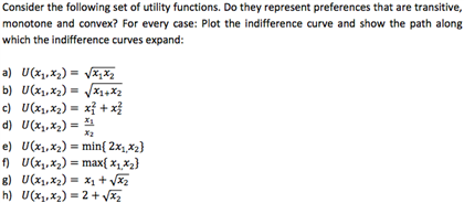 Consider the following set of utility functions. Do | Chegg.com