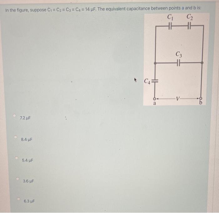 Solved In the figure, suppose C1 = C2 = C3 = C4 = 14 uF. The | Chegg.com