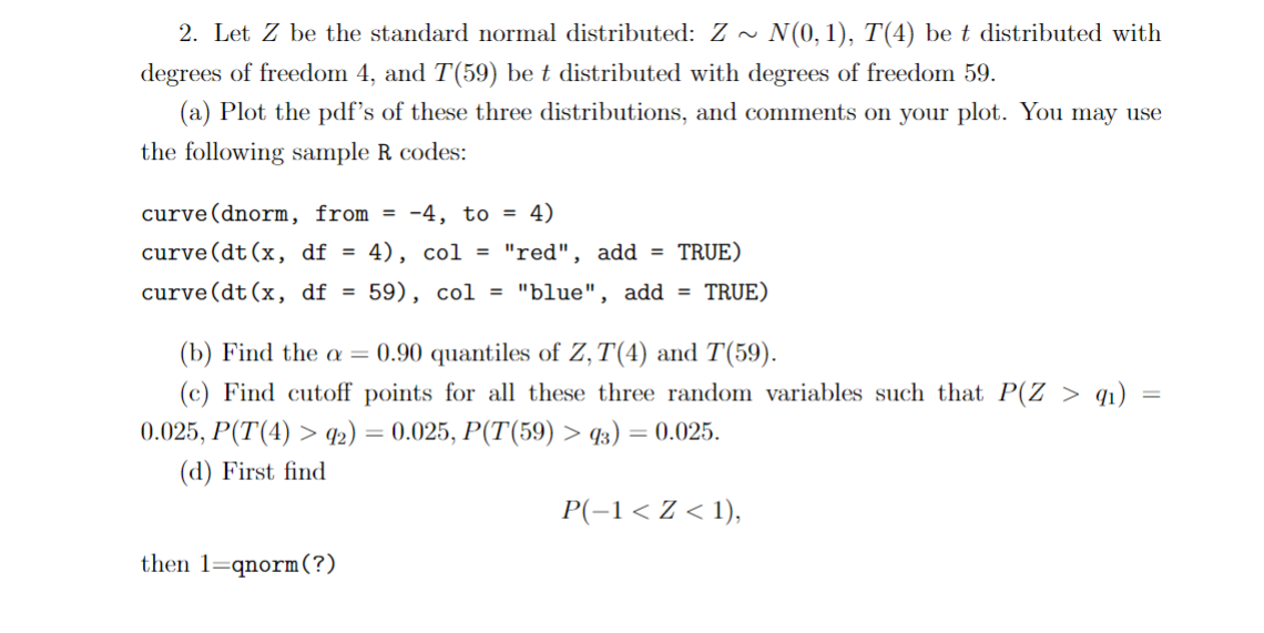 Solved Let Z ﻿be the standard normal distributed: | Chegg.com