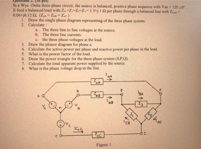 Solved (10 pis) In a Wye-Delta three-phase circuit, the | Chegg.com