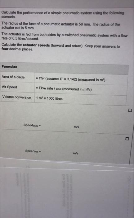 Solved Calculate the performance of a simple pneumatic | Chegg.com