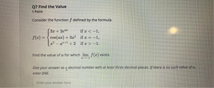 Solved Q7 Find the Value 1 Point Consider the function f | Chegg.com