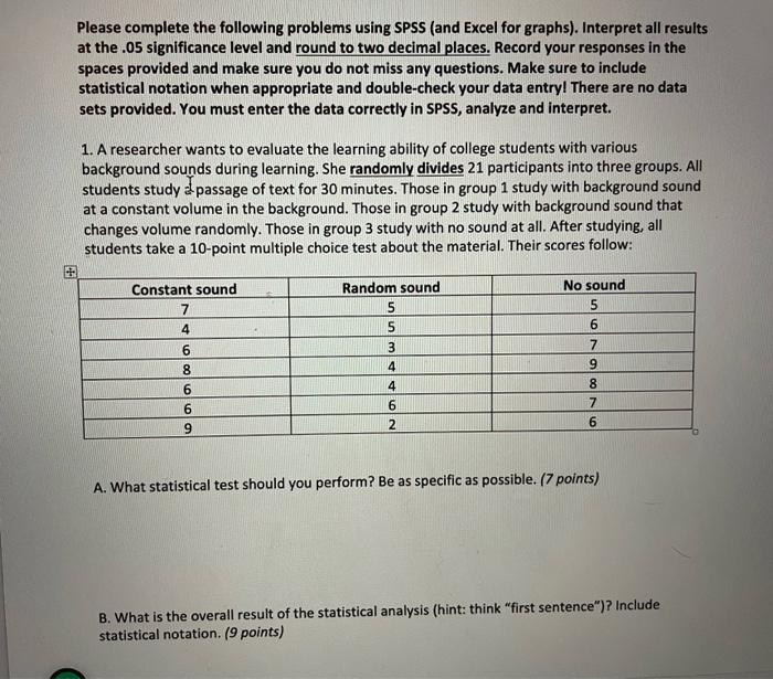 Solved Please complete the following problems using SPSS | Chegg.com