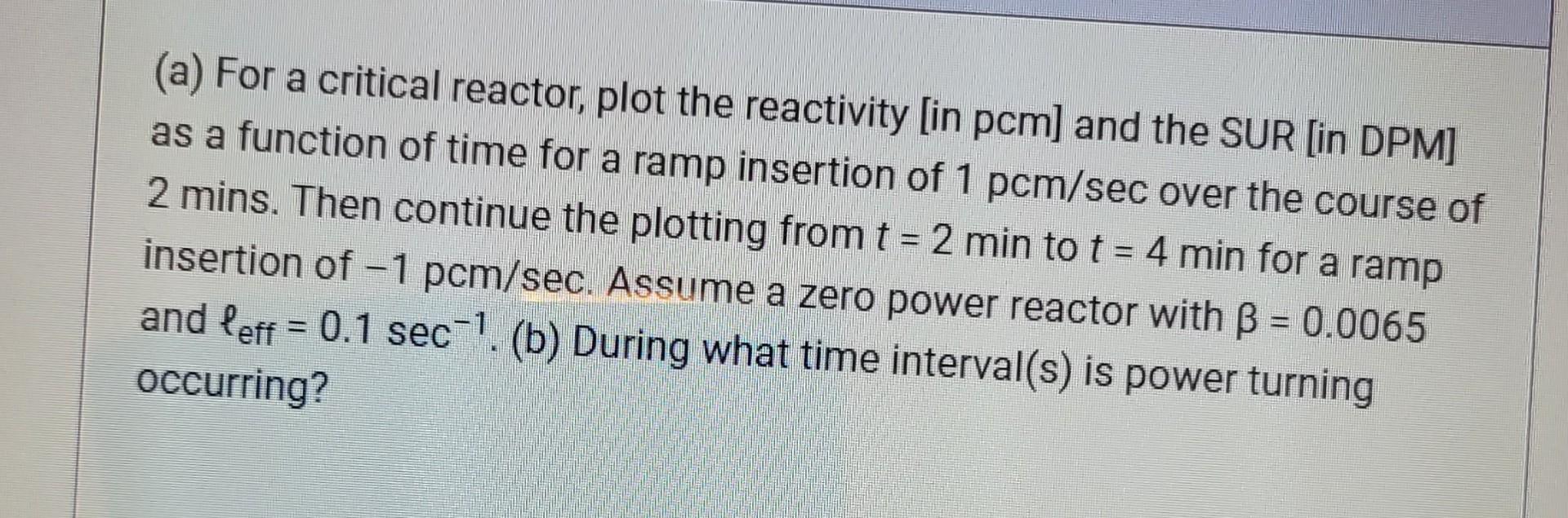 (a) For a critical reactor, plot the reactivity [in | Chegg.com