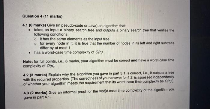 Solved Question 4 11 Marks 4 1 6 Marks Give In Chegg