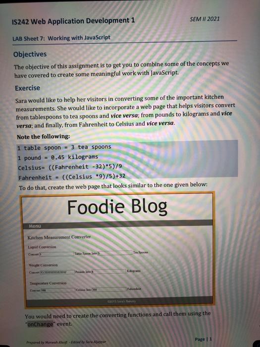 Solved SEM II 2021 15242 Web Application Development 1 LAB | Chegg.com