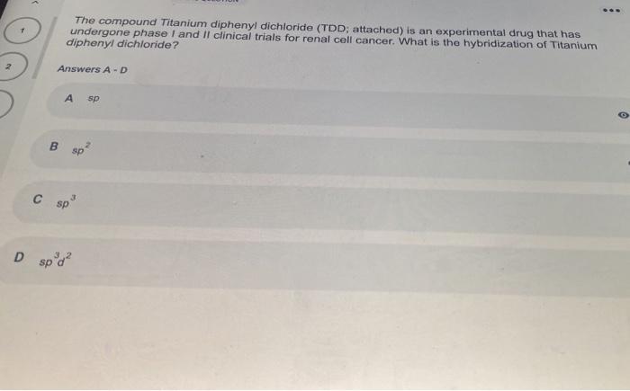 Solved The compound Titanium diphenyl dichloride (TDD; | Chegg.com