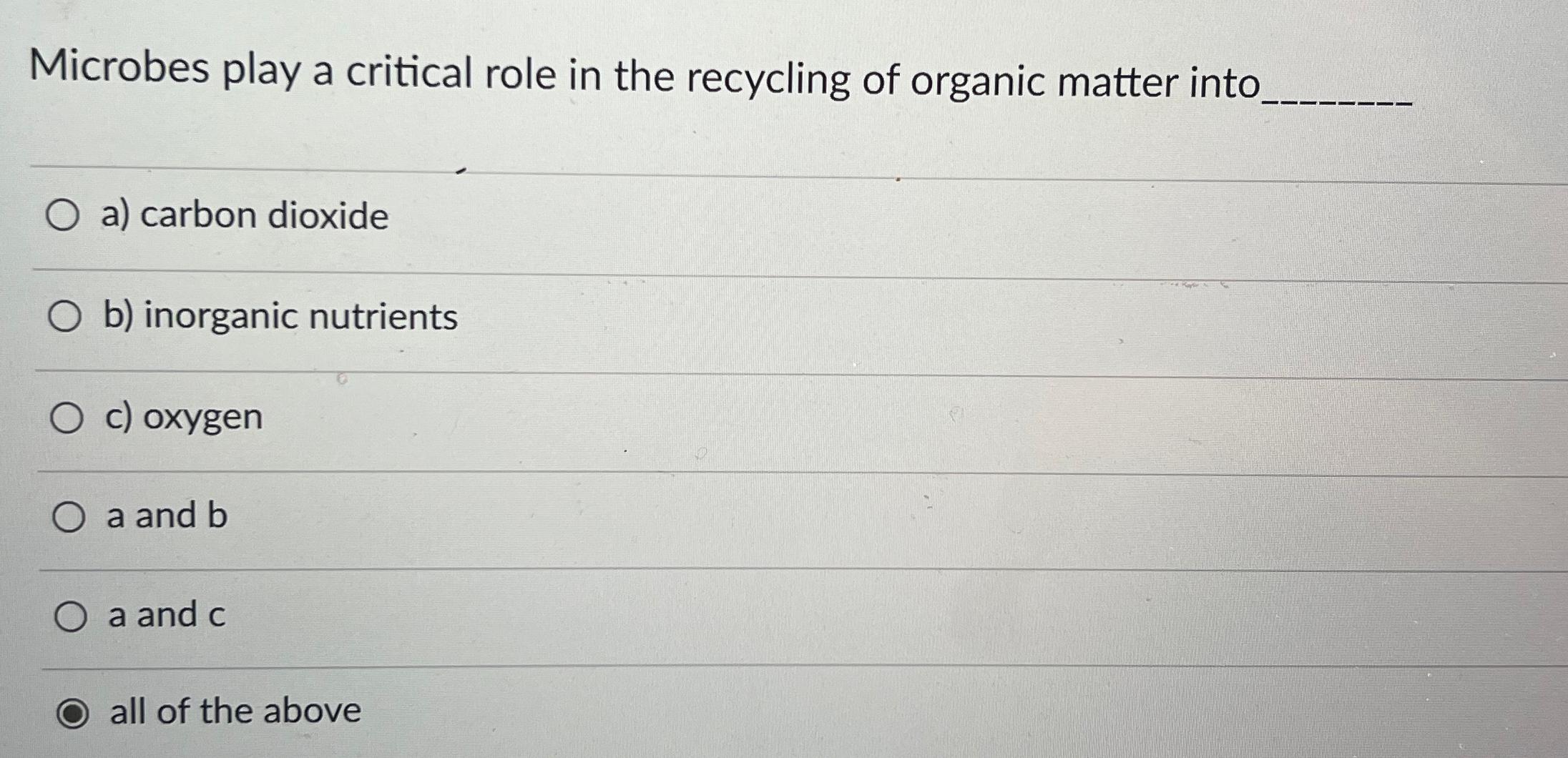 Solved Microbes play a critical role in the recycling of | Chegg.com