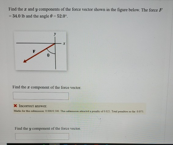 Solved Find the x and y components of the force vector shown | Chegg.com