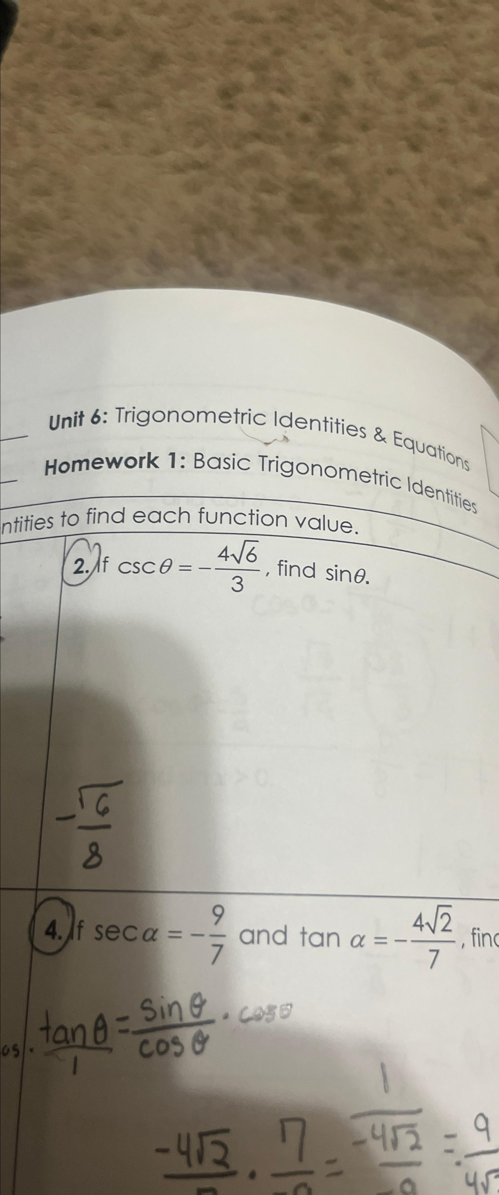 Unit 6 Trigonometric Identities And Equationshomework