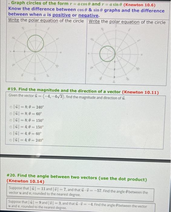 Solved Graph circles of the form r = a cose and r = a sin 0 | Chegg.com