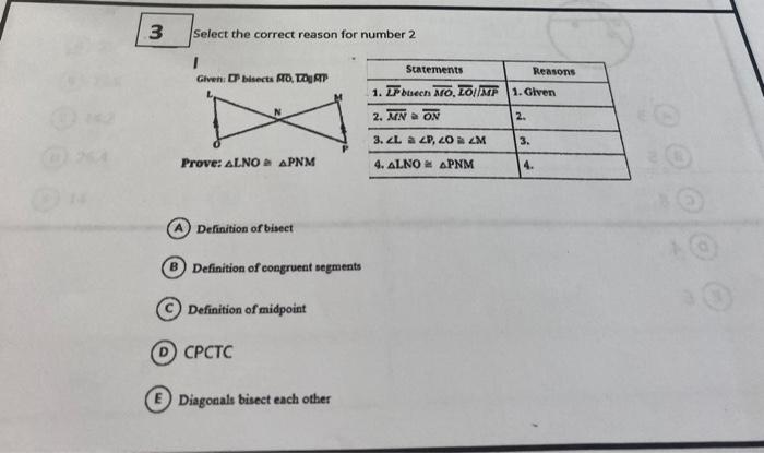 Solved 3 Select the correct reason for number 2 Giveni LP | Chegg.com