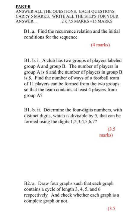 Solved PART-B ANSWER ALL THE QUESTIONS. EACH QUESTIONS CARRY | Chegg.com