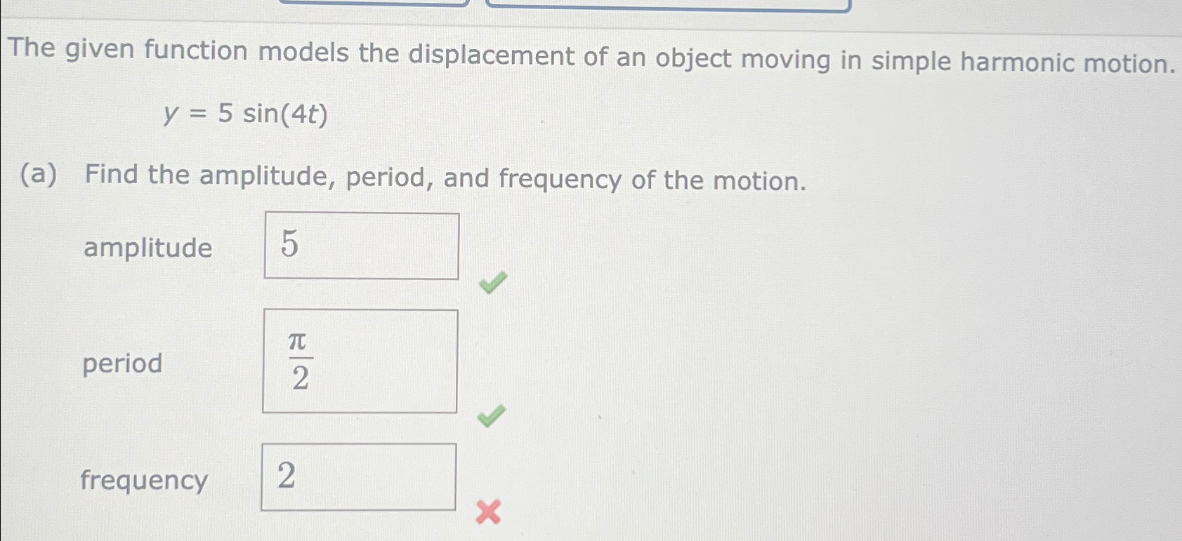 Solved The given function models the displacement of an | Chegg.com