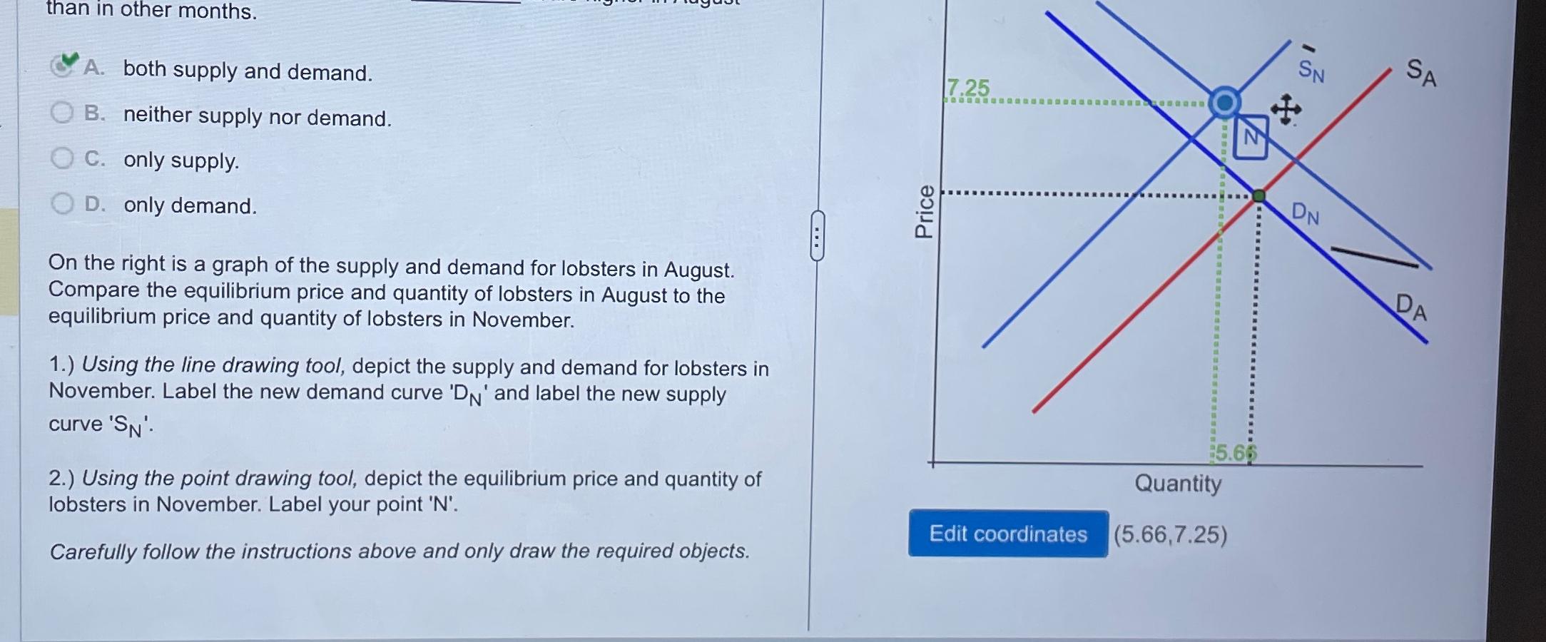 Solved than in other months.A. ﻿both supply and demand.B. | Chegg.com