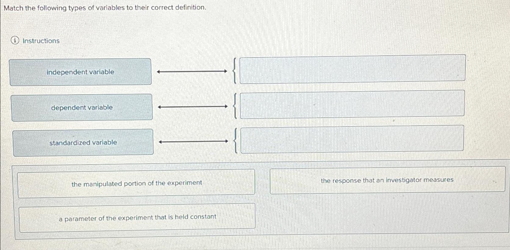 Solved Match the following types of variables to their | Chegg.com