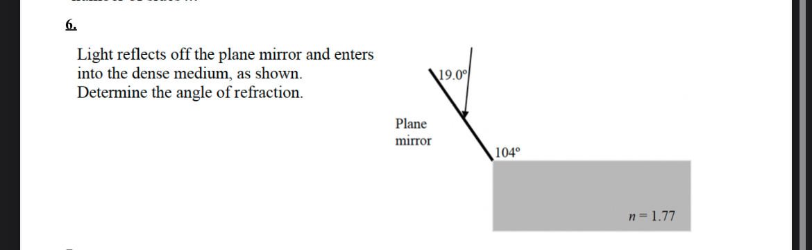 Solved Light reflects off the plane mirror and enters into | Chegg.com