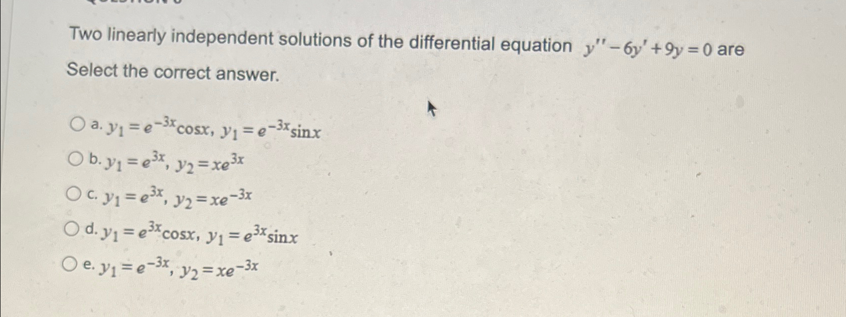Solved Two linearly independent solutions of the | Chegg.com