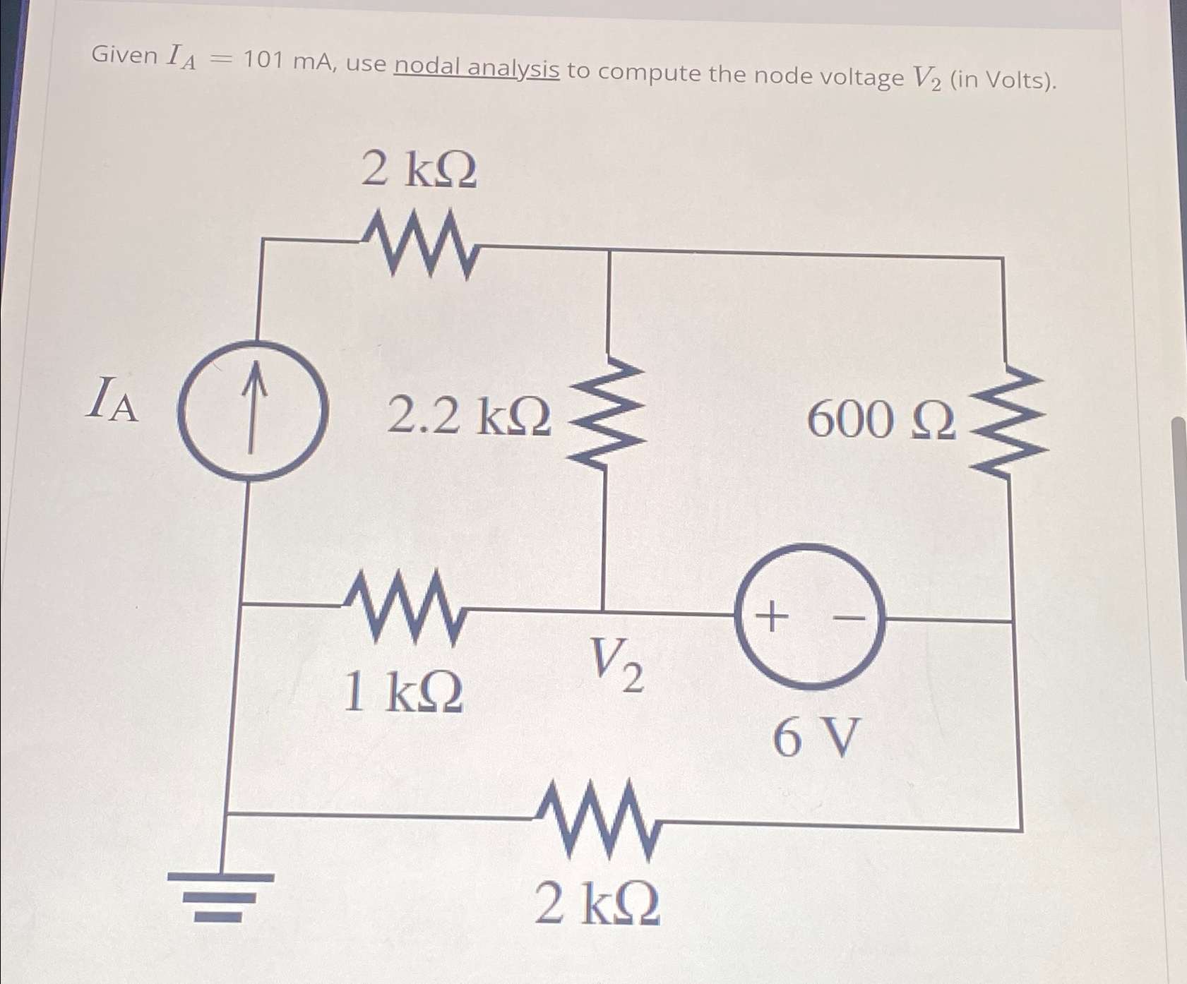 Solved Given IA=101mA, ﻿use nodal analysis to compute the | Chegg.com