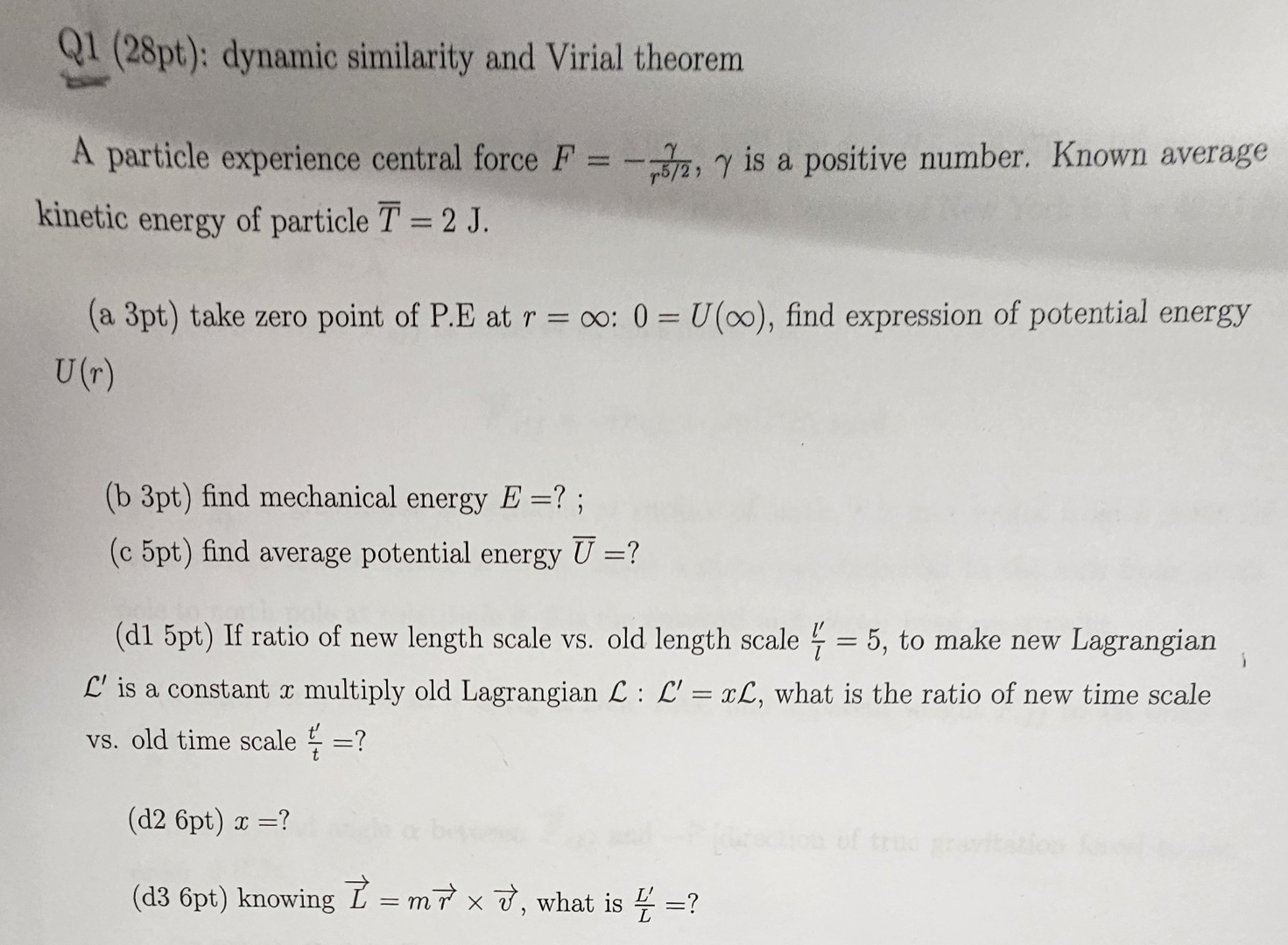 Solved Q1 (28pt): dynamic similarity and Virial theoremA | Chegg.com