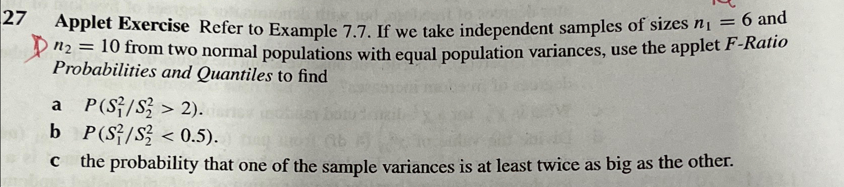 Solved 27 ﻿Applet Exercise Refer to Example 7.7. ﻿If we take | Chegg.com