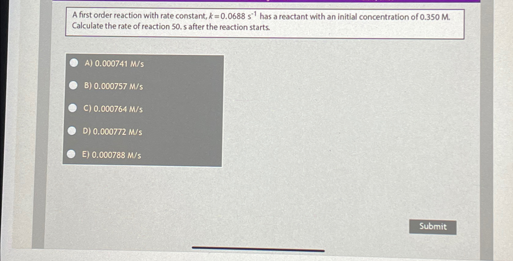 Solved A first order reaction with rate constant, | Chegg.com