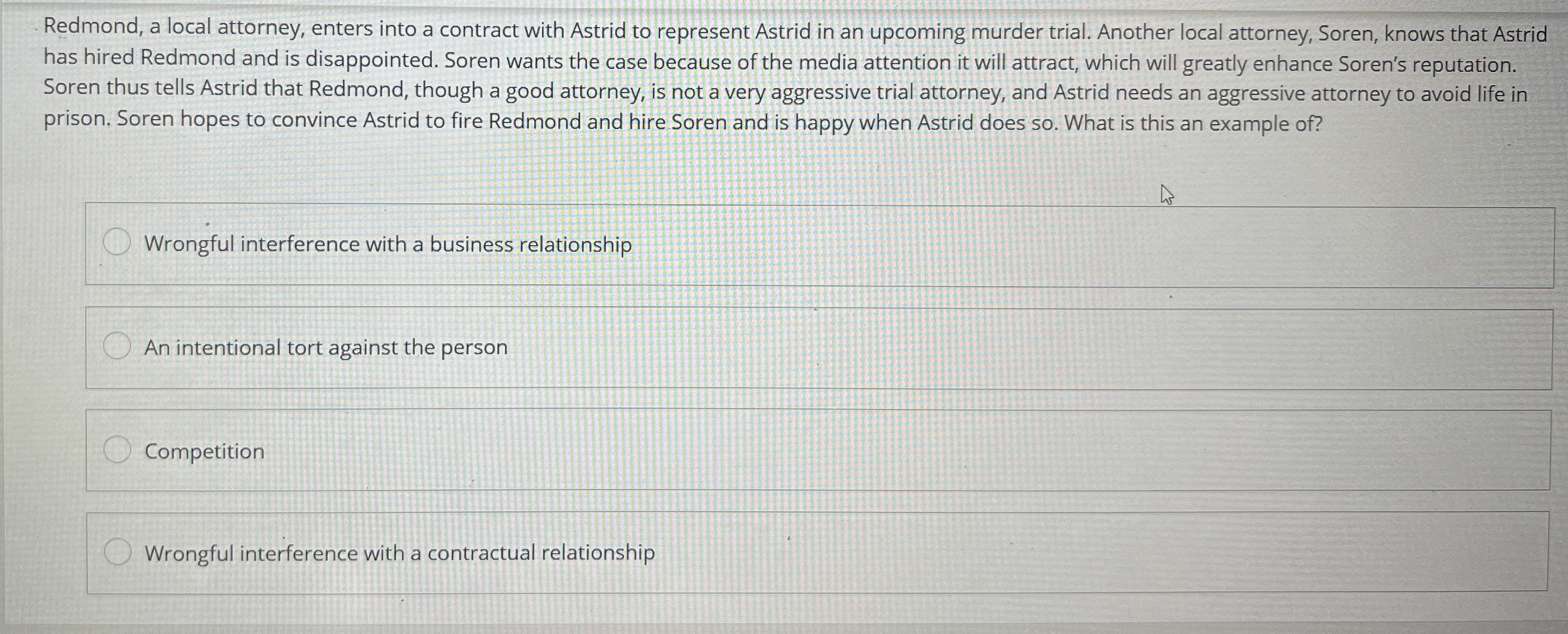 Solved Redmond, a local attorney, enters into a contract | Chegg.com