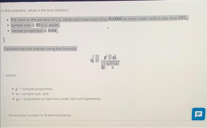 Solved In this scenario, what is the test statistic? The | Chegg.com