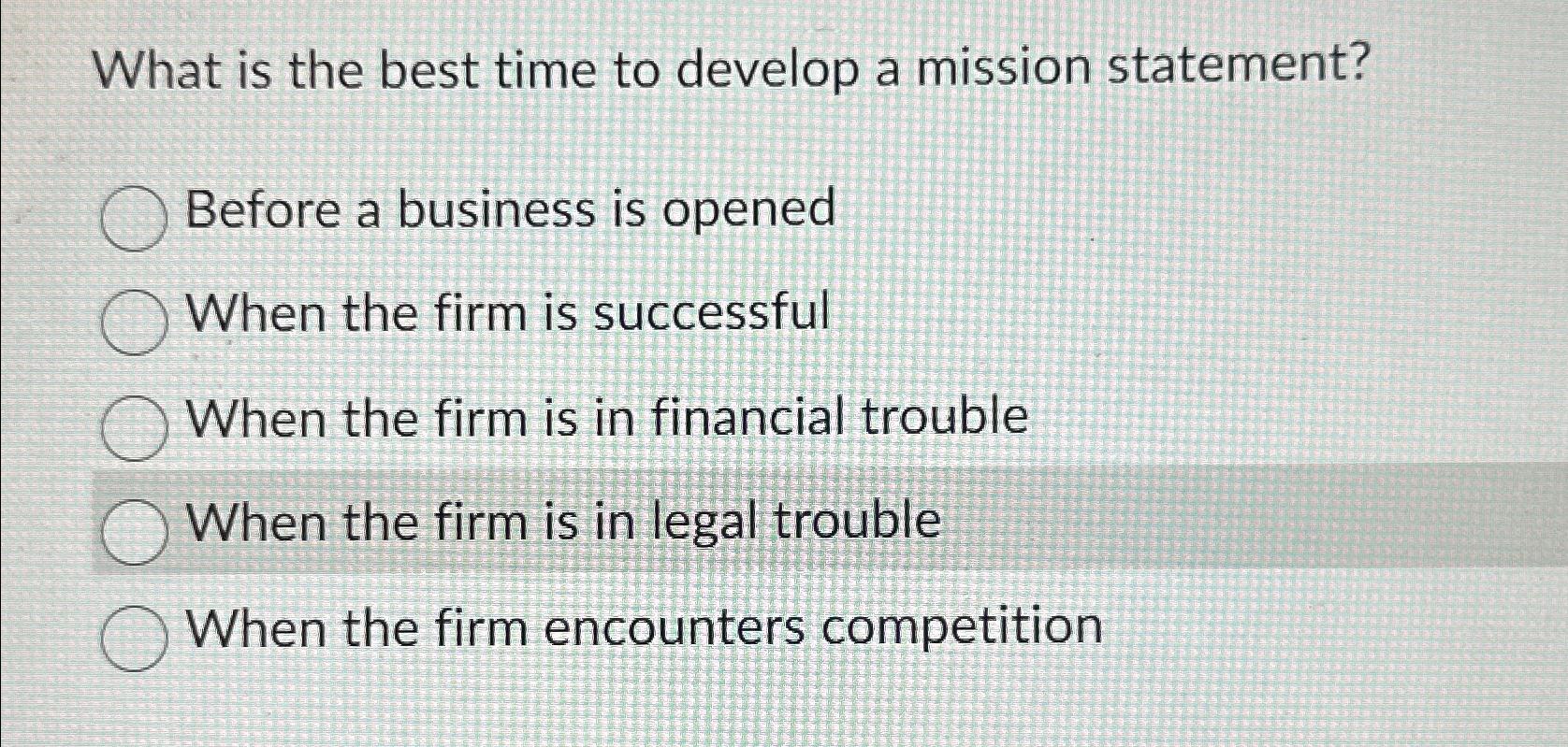 Solved What is the best time to develop a mission | Chegg.com