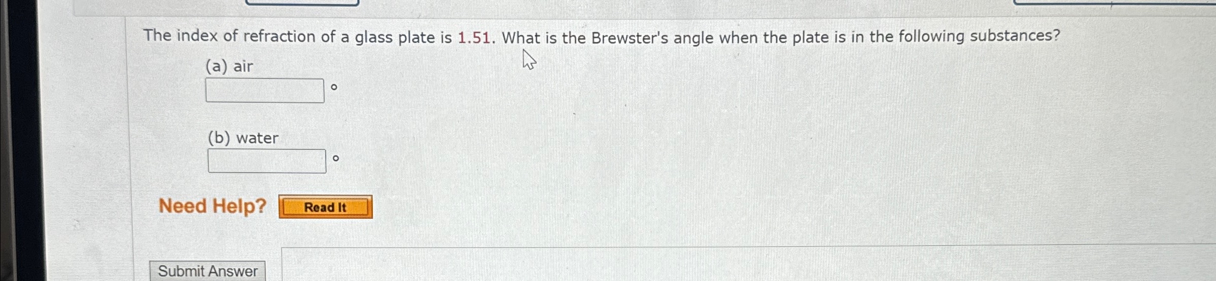 Solved The index of refraction of a glass plate is 1.51 . | Chegg.com