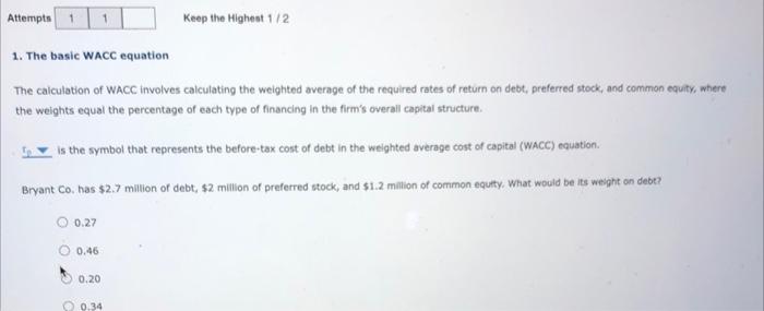 Solved what is the symbol and what is it's weight on debt? | Chegg.com