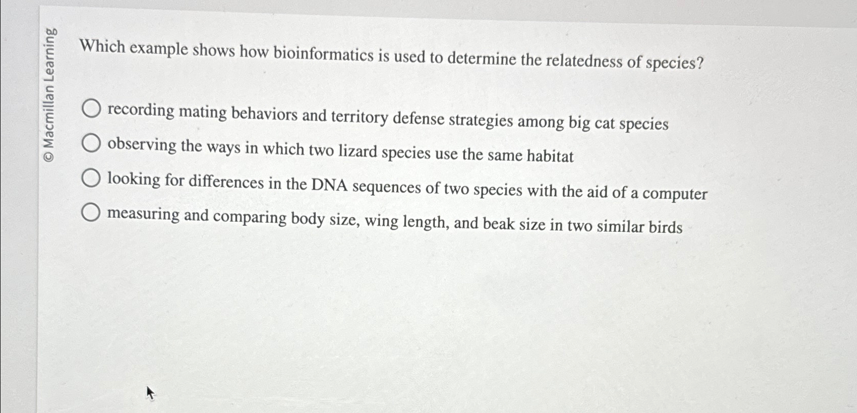 Solved Which example shows how bioinformatics is used to | Chegg.com